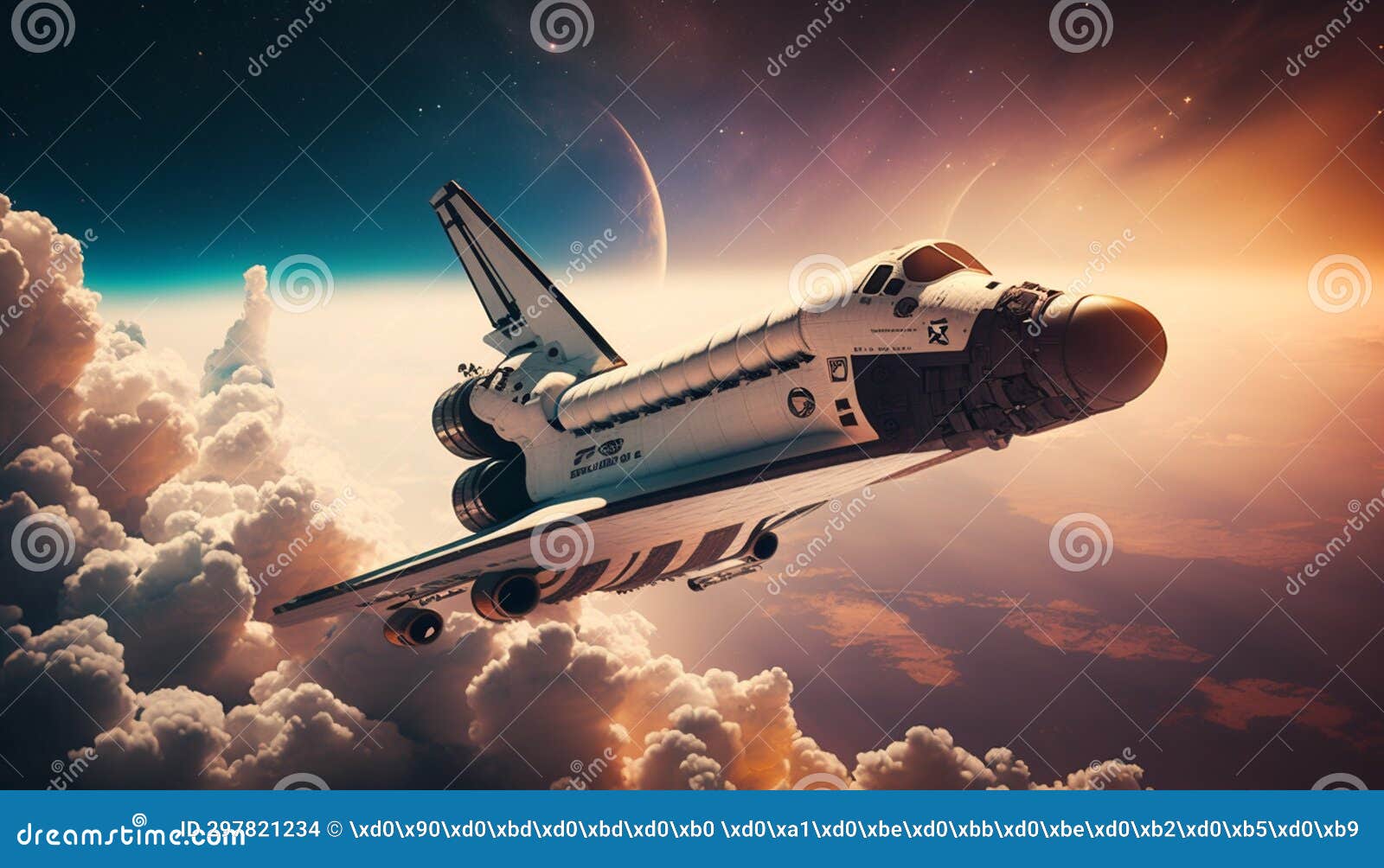 Space Shuttle in Space, Sky. Generative AI Stock Photo - Image of ...