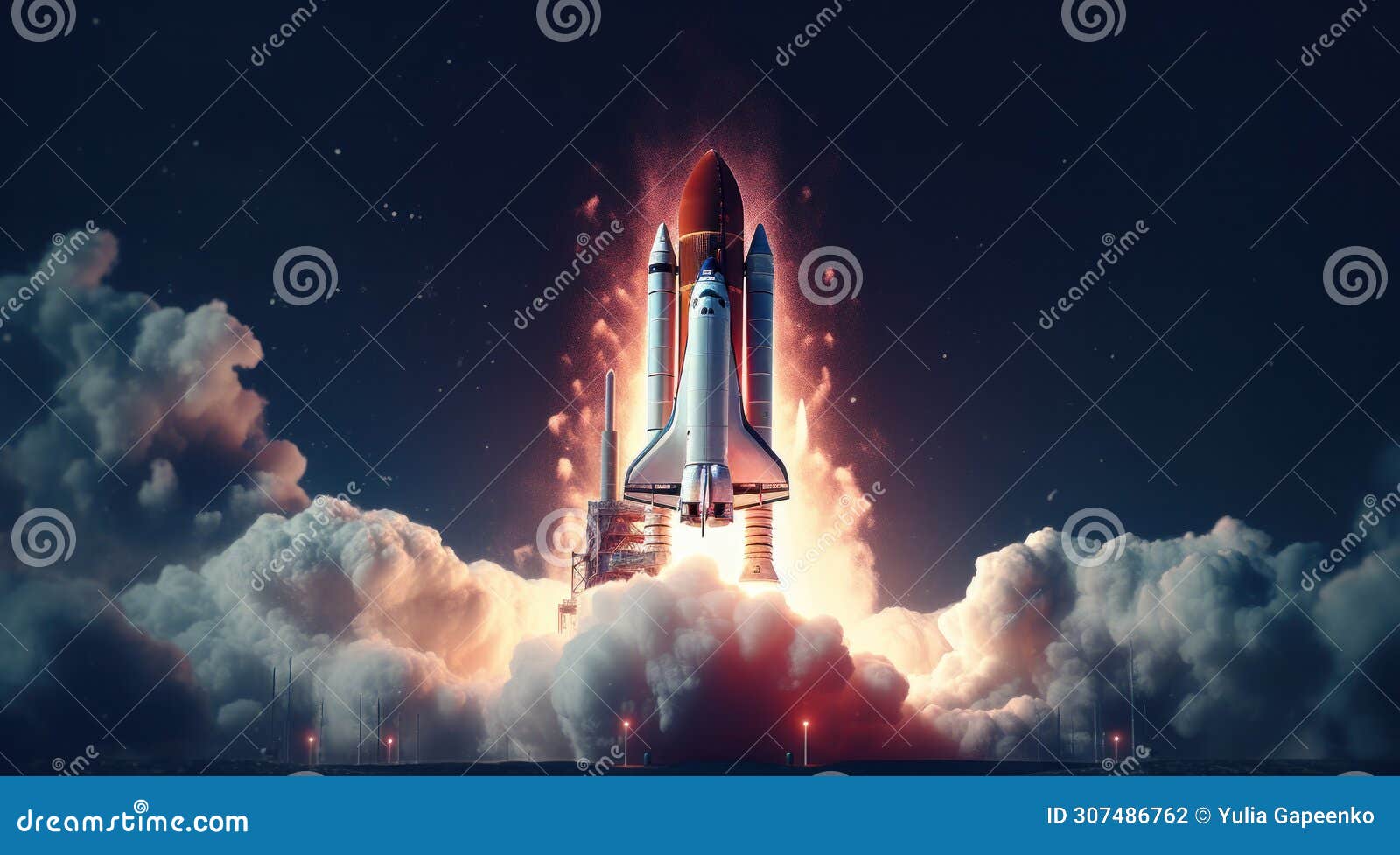 Space shuttle in start stock photo. Image of interstellar - 307486762