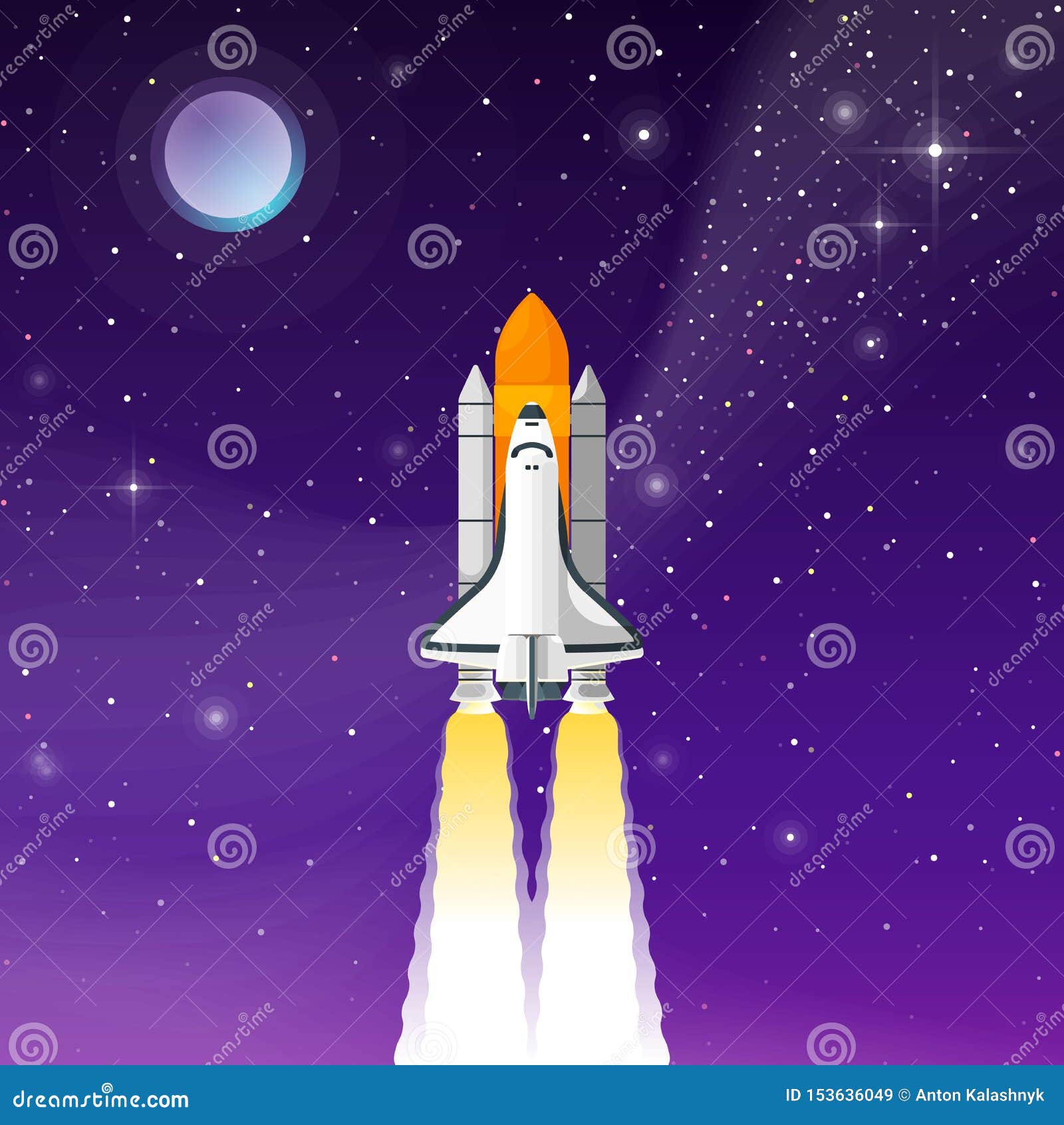 Space Shuttle Take off stock vector. Illustration of mission - 153636049