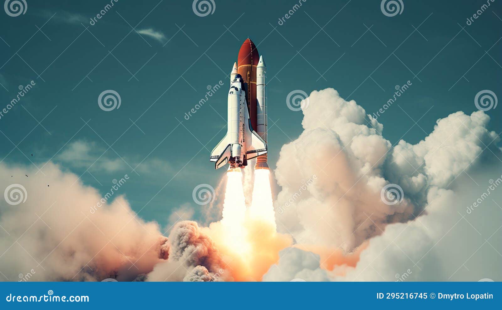 Space Shuttle Take Off, Space Rocket Launch, Engines with Fire Stock ...