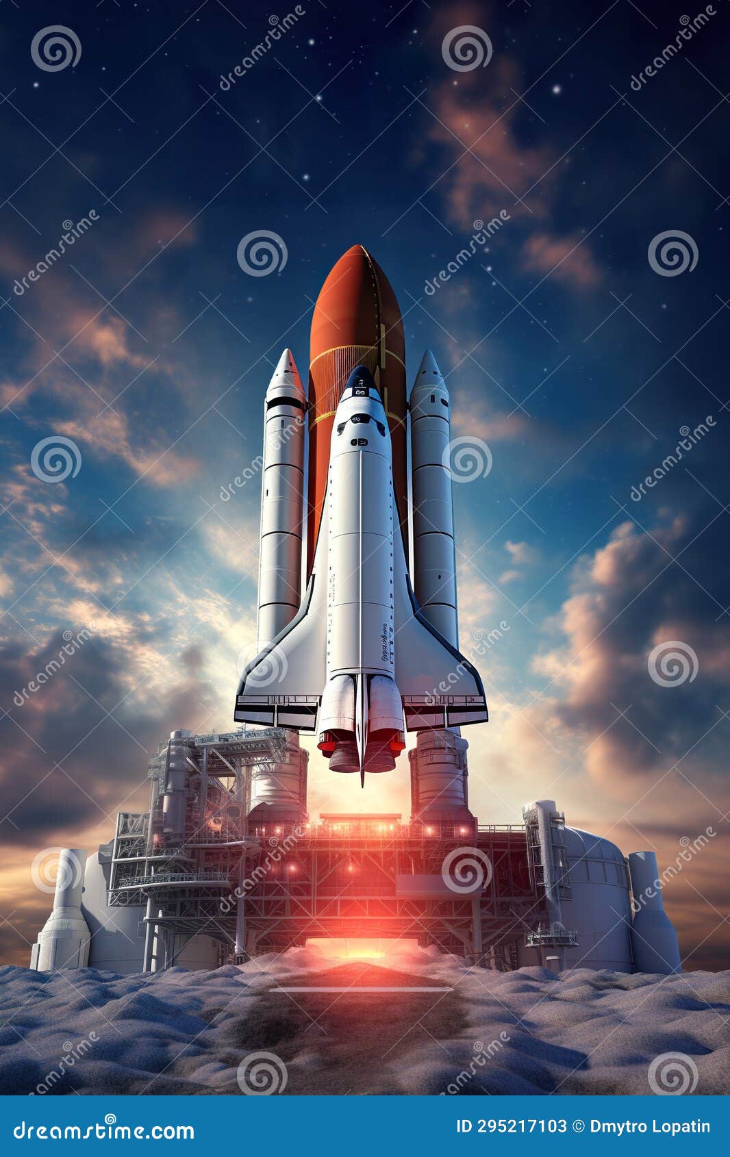 Space Shuttle Take Off, Space Rocket Launch, Engines with Fire Stock ...