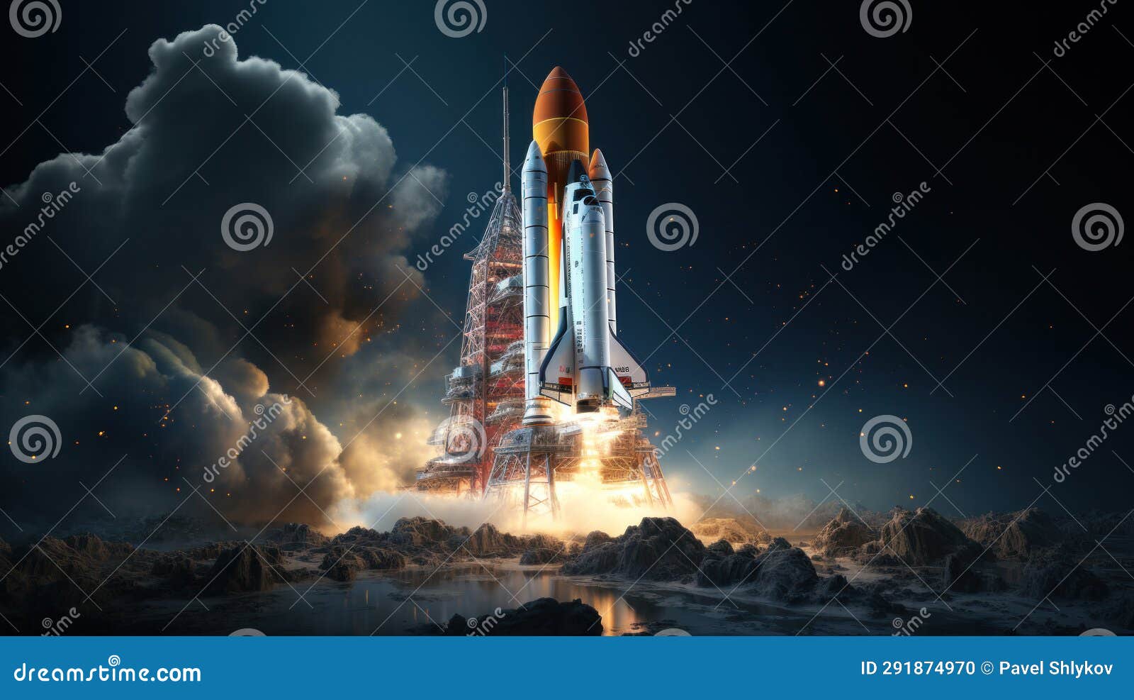 Space Shuttle Takes Off into Space. Stock Photo - Image of explorer ...