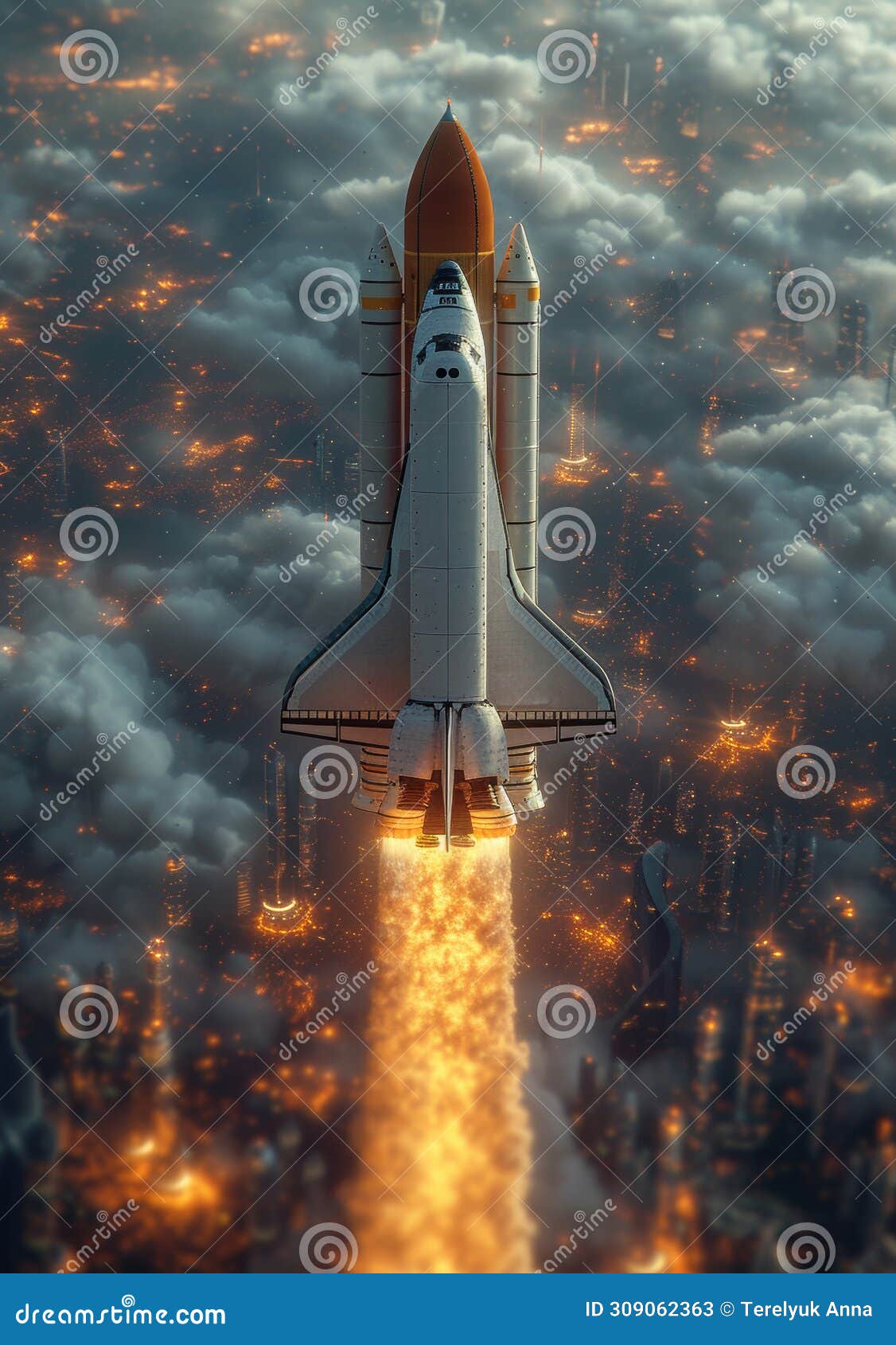 Space Shuttle Takes Off on a Mission. Stock Image - Image of dragon ...