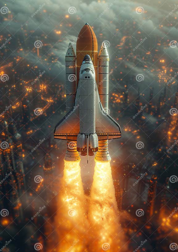 Space Shuttle Takes Off on a Mission. Stock Image - Image of planet ...