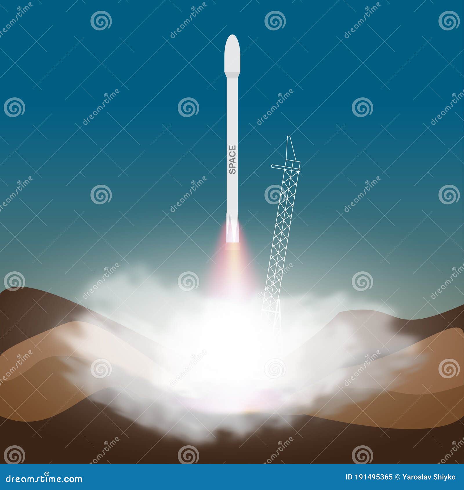 The Space Shuttle Takes Off Over the Desert. Space Rocket Launch ...