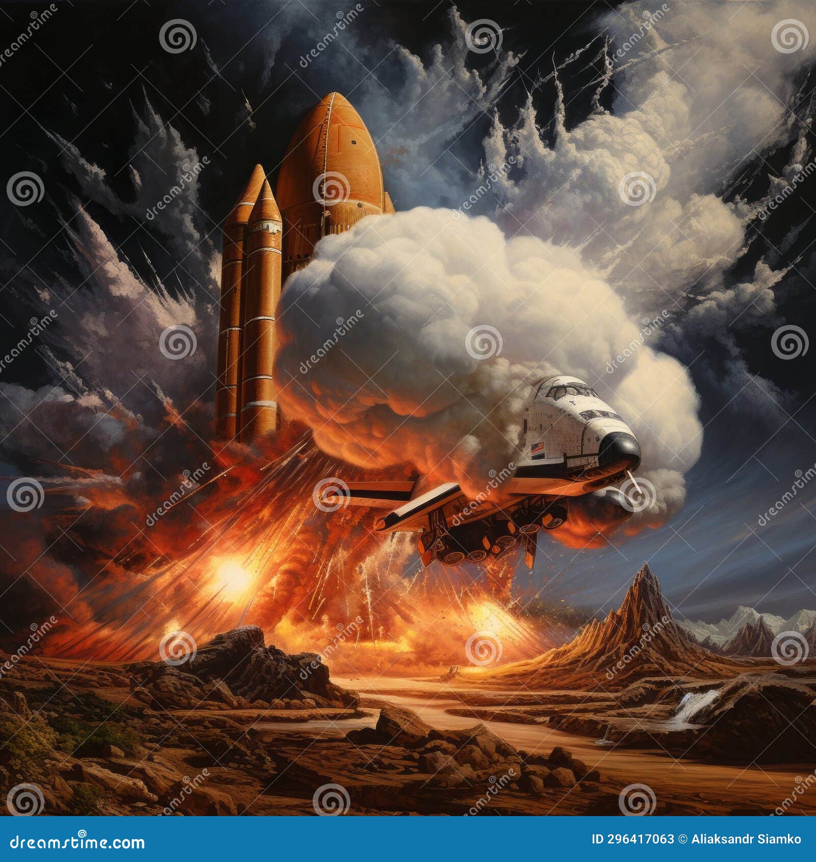 A Space Shuttle Taking Off from a Rocket Ship Stock Illustration ...