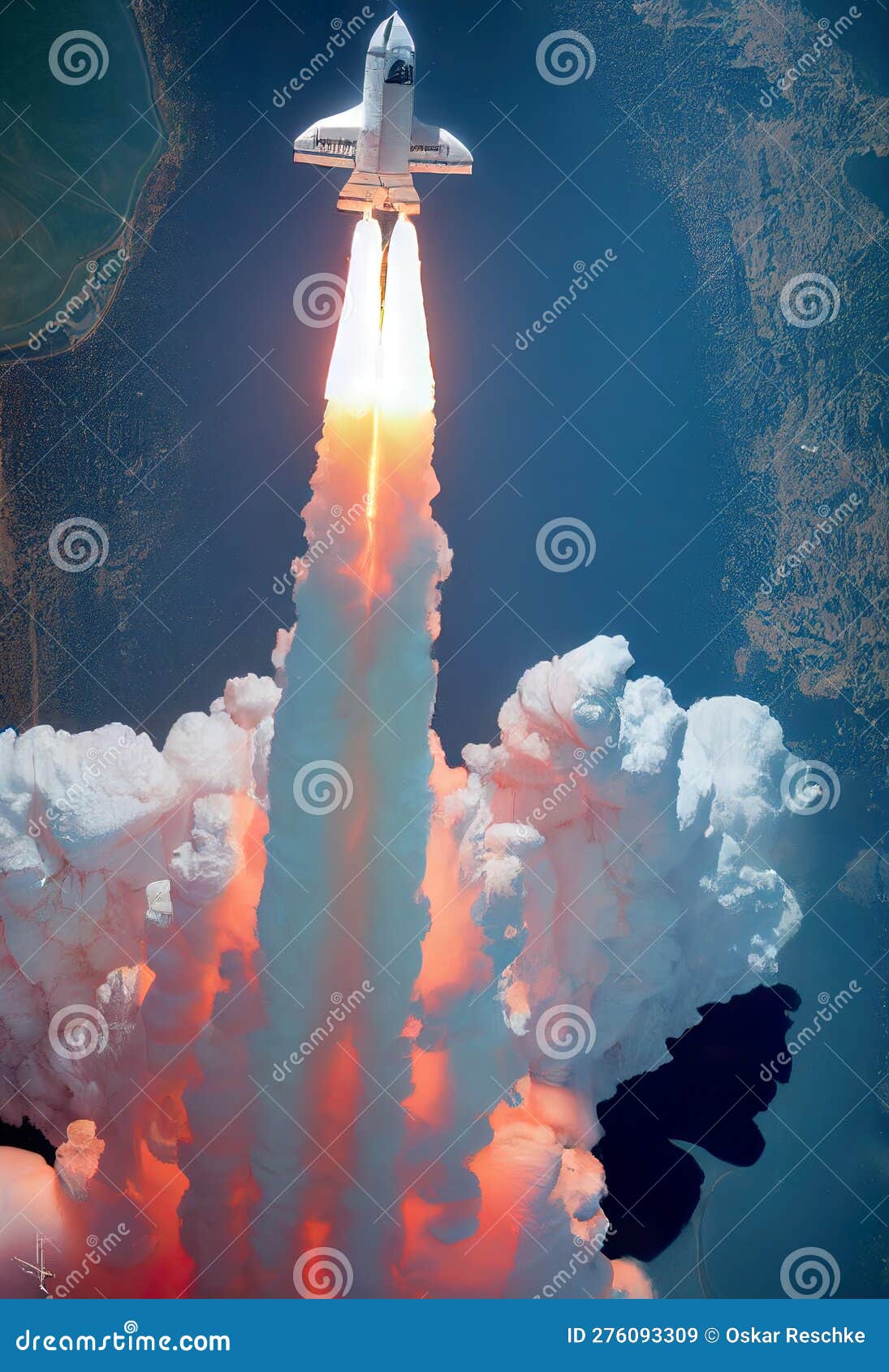 Space shuttle taking off stock illustration. Illustration of shuttle ...