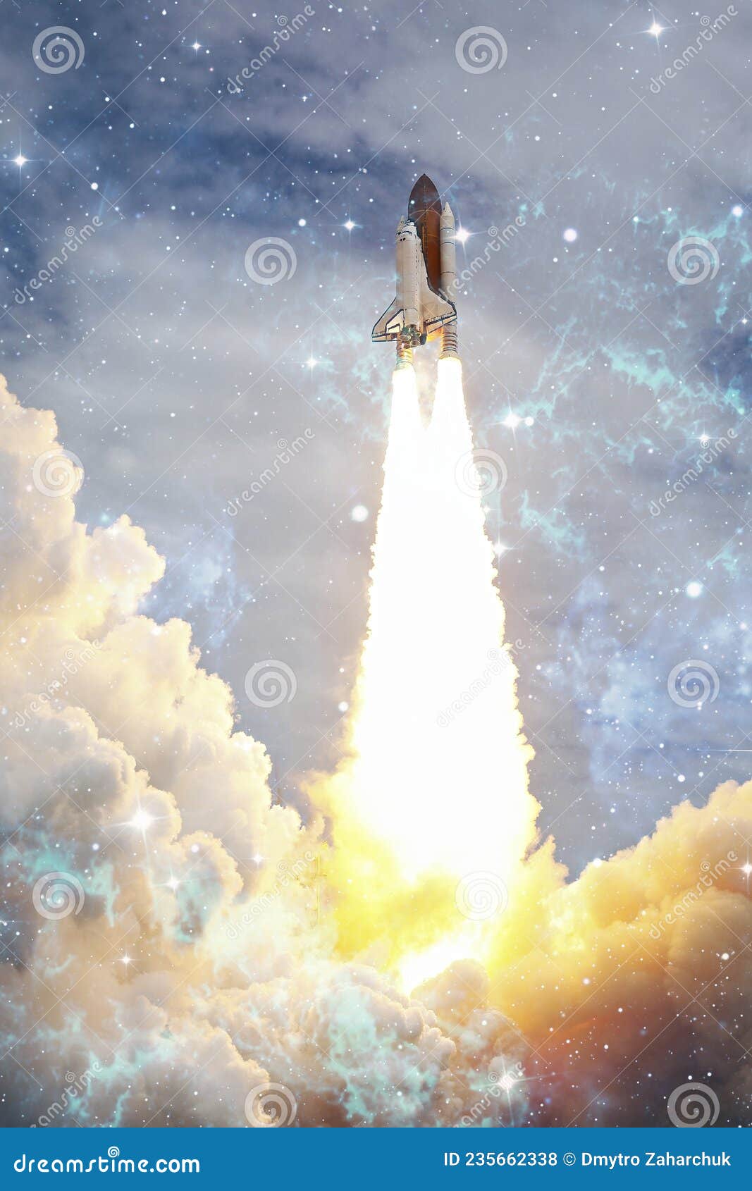 Space Shuttle Taking , Spaceship Lift Off with Blast and Smoke on the ...