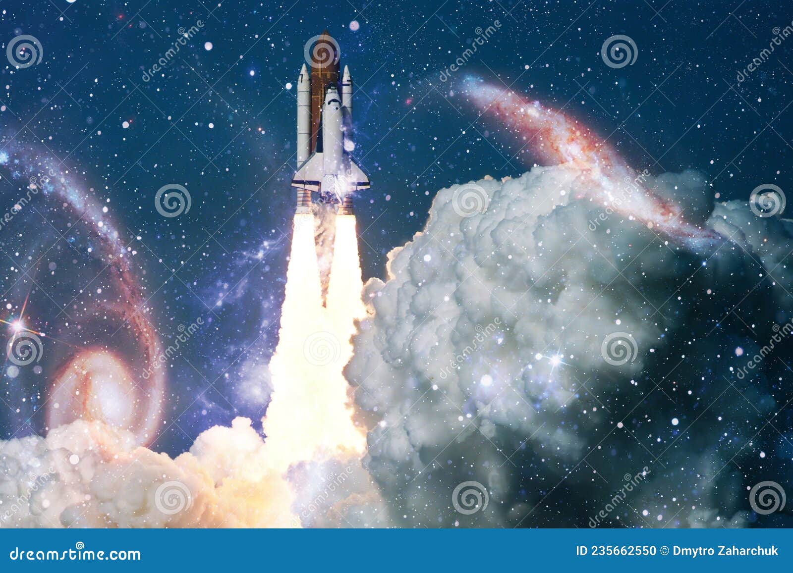 Space Shuttle Taking , Spaceship Lift Off with Blast and Smoke on the ...