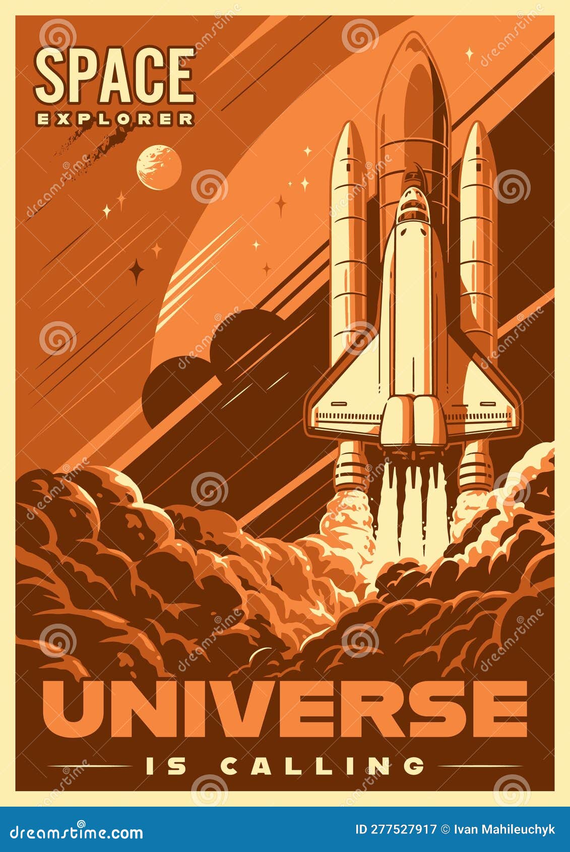 Space Shuttle Vintage Poster Monochrome Stock Vector - Illustration of ...