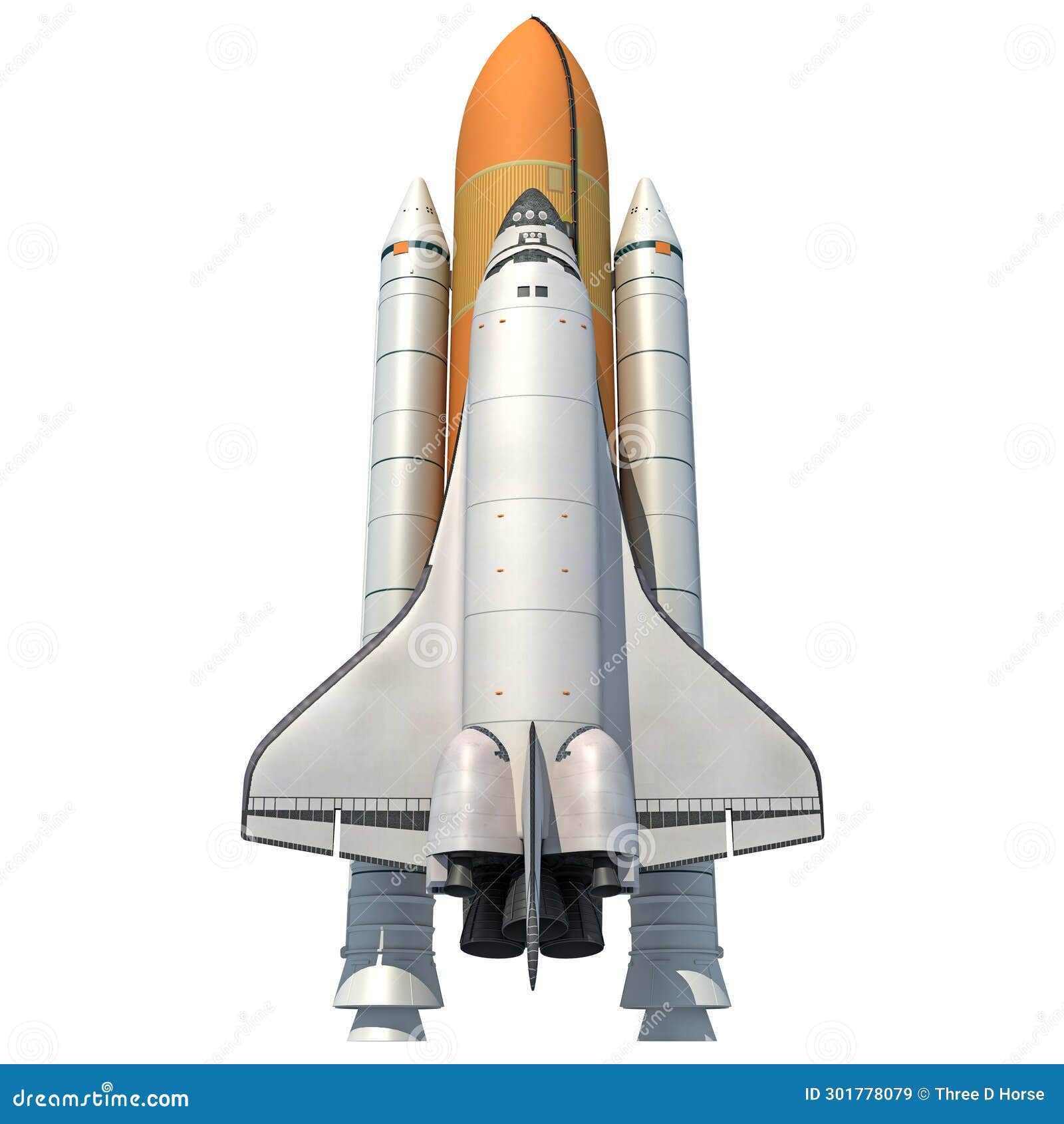 Space Shuttle on White Background, Spaceship 3D Rendering Stock ...