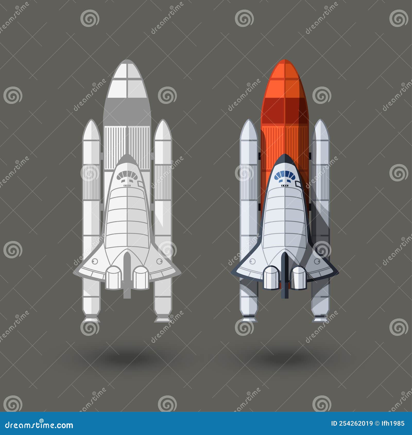 Space Shuttles Two Various Styles on Gray Stock Vector - Illustration ...
