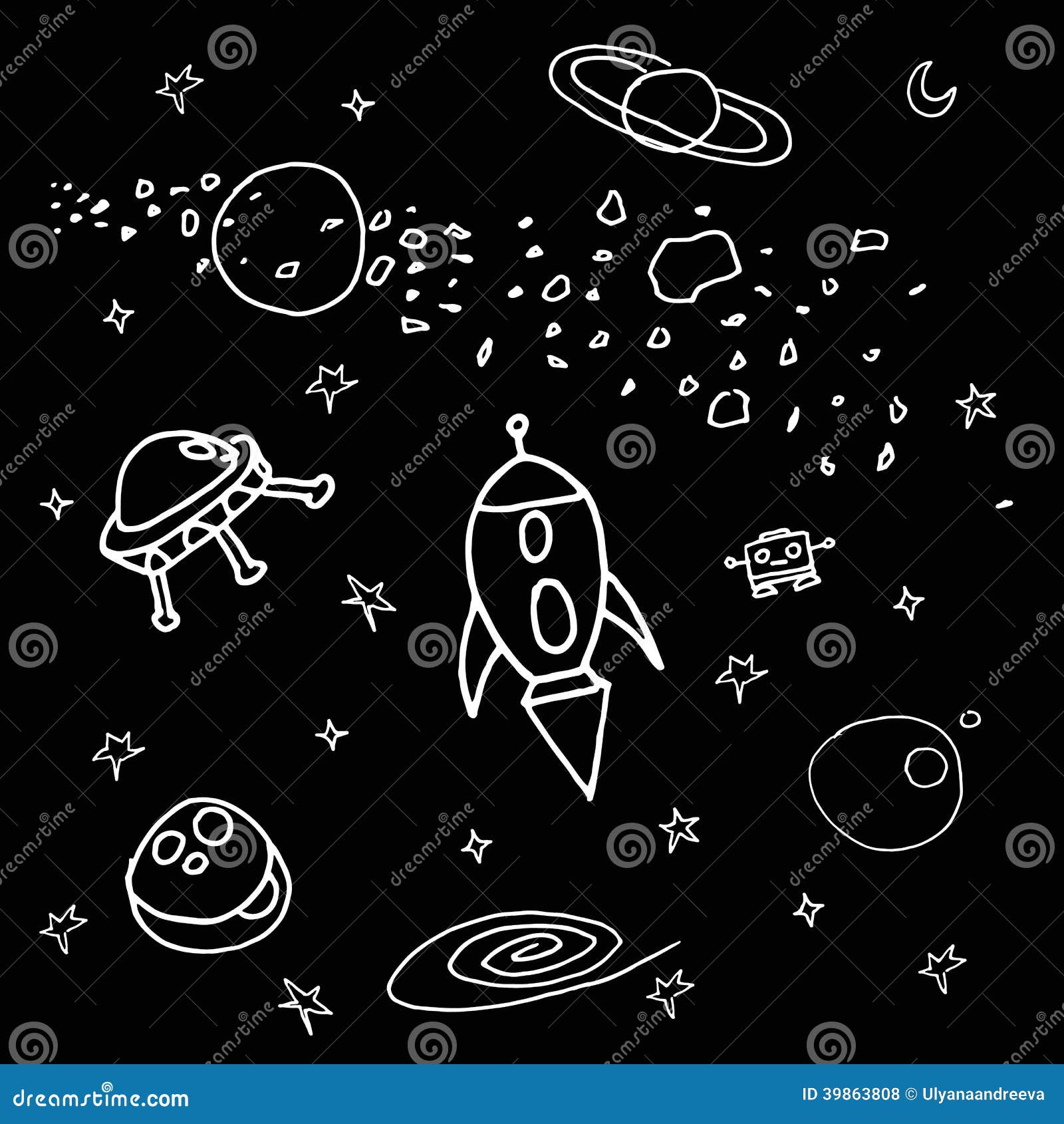 Space sketch stock vector. Illustration of line, astronomy - 39863808