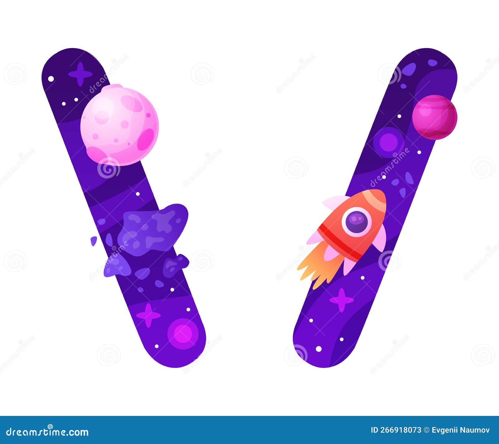 Space Slash Sign with Rocket and Starry Sky Vector Illustration Stock ...