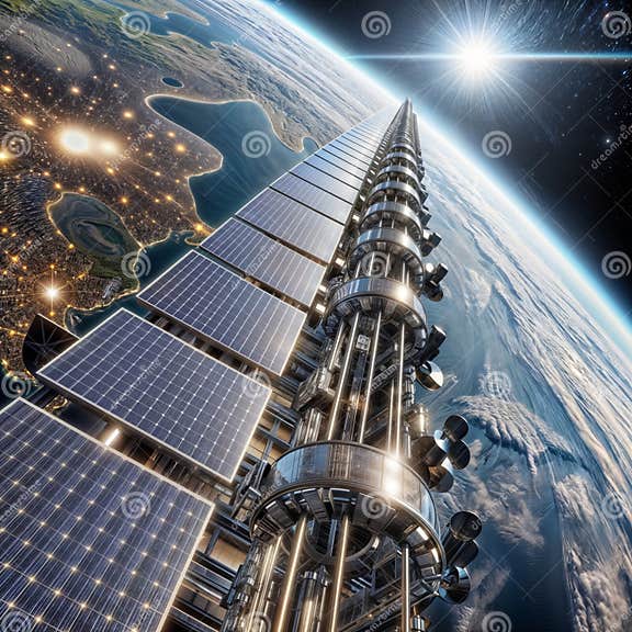 Space Solar: Solar Array Extending from Space Station, Generative Ai ...