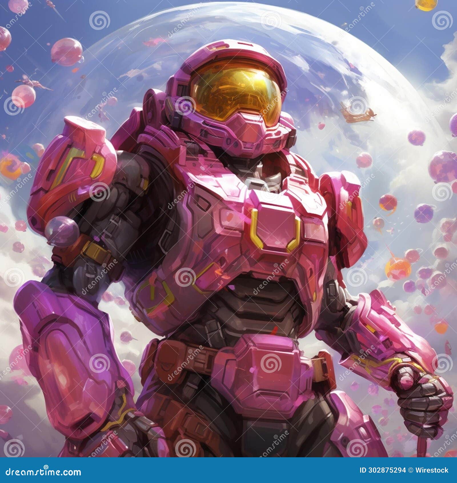 Space Soldier Awaits Evacuation With A Spaceship Royalty-Free Stock ...