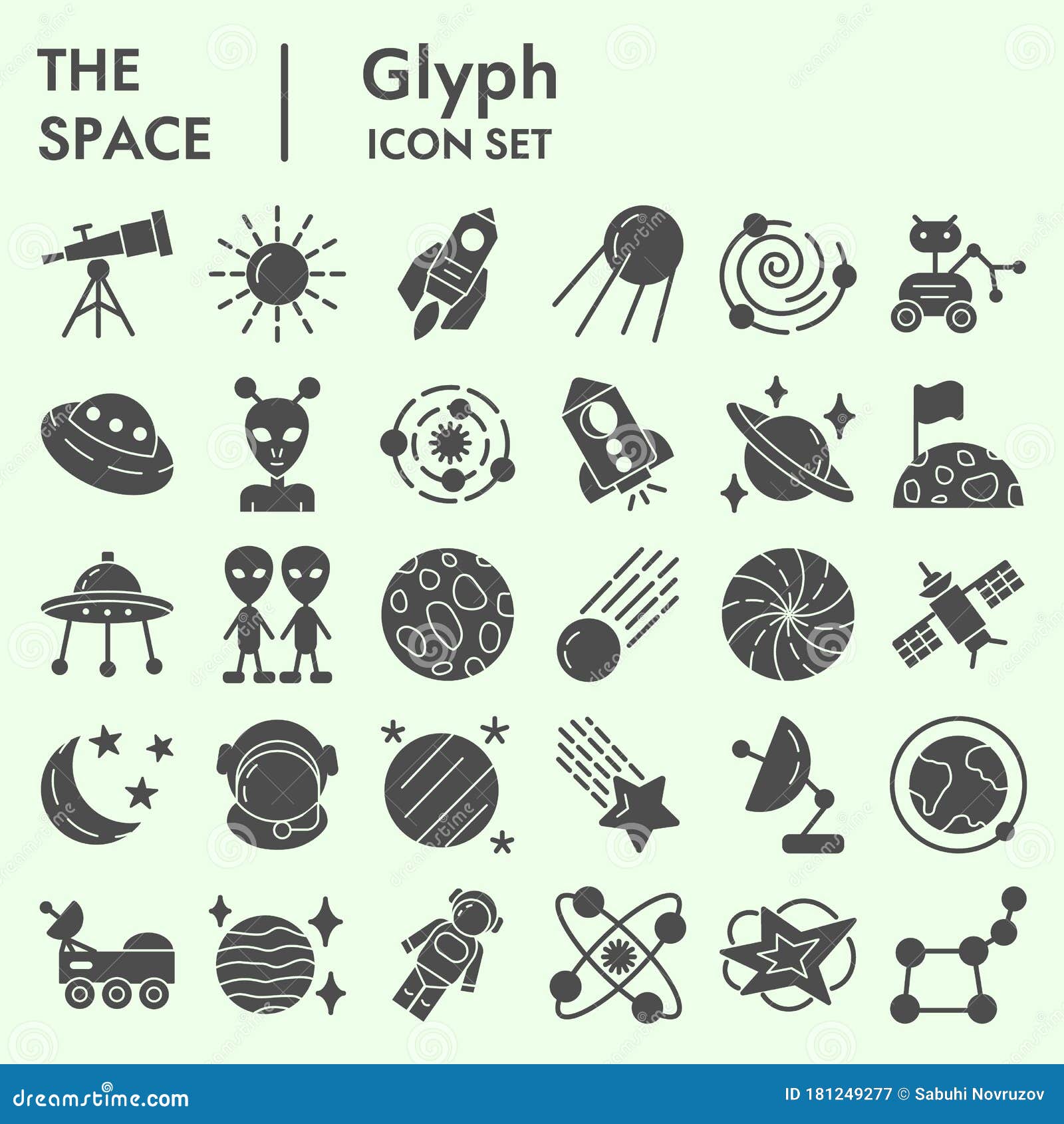 Space Solid Icon Set, Universe Symbols Set Collection or Vector ...