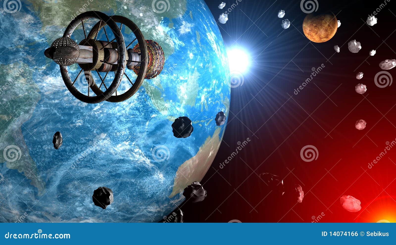 Asteroids Field Around A Planet. Rings And Asteroids, Kuiper Belt ...