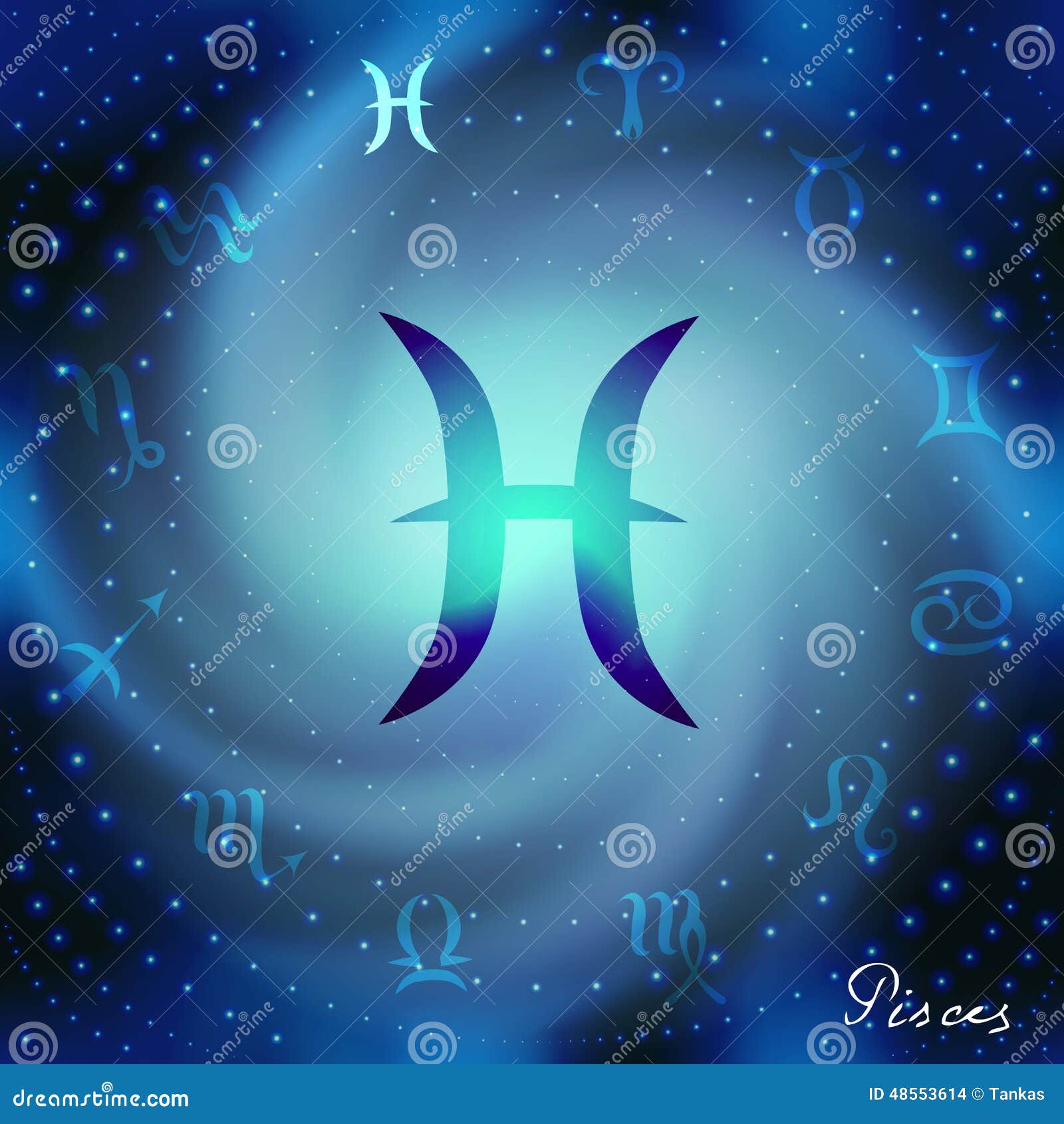 Space Spiral with Astrological Pisces Symbol Stock Vector ...