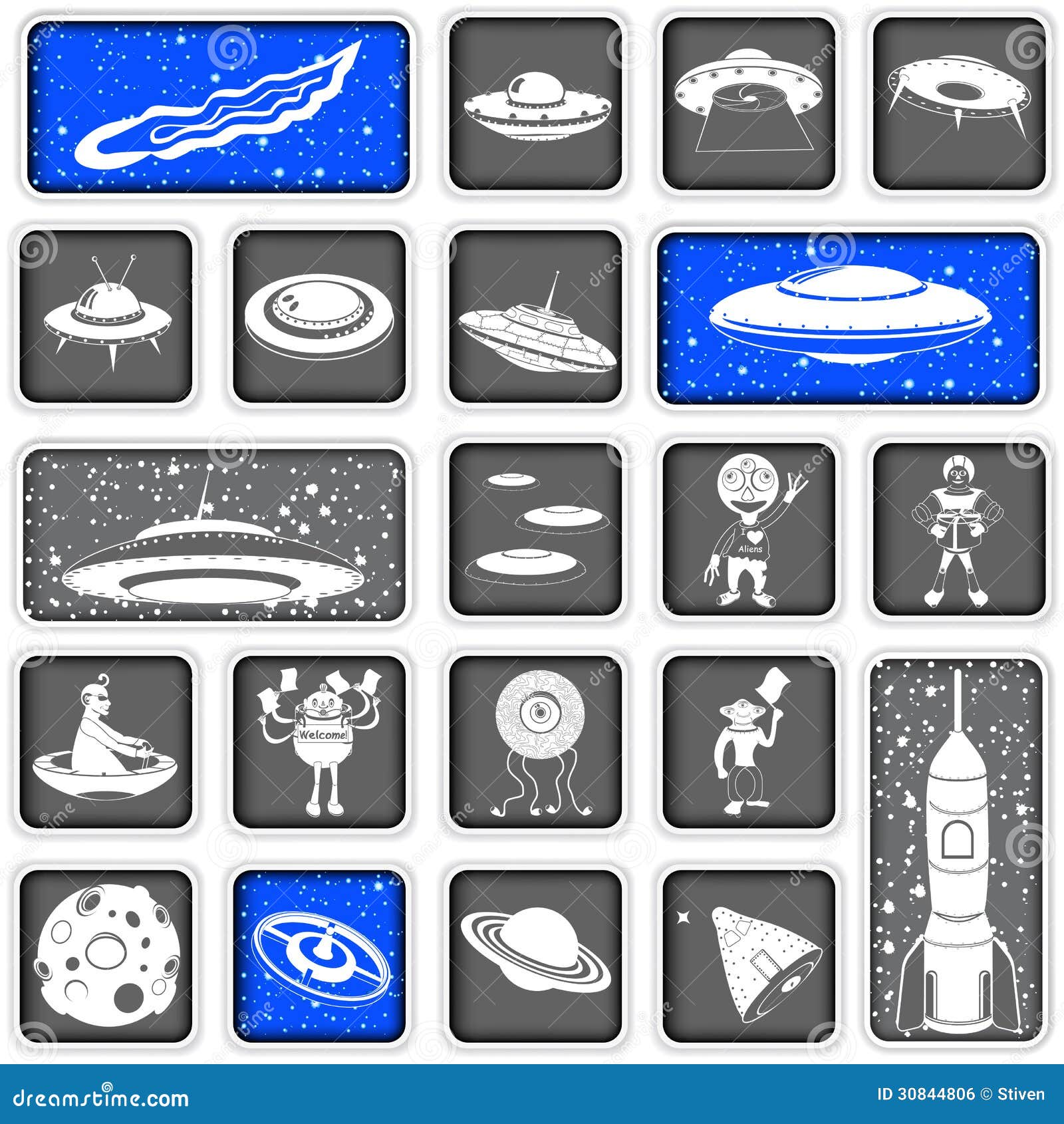 Space squared icons stock vector. Illustration of cosmic - 30844806