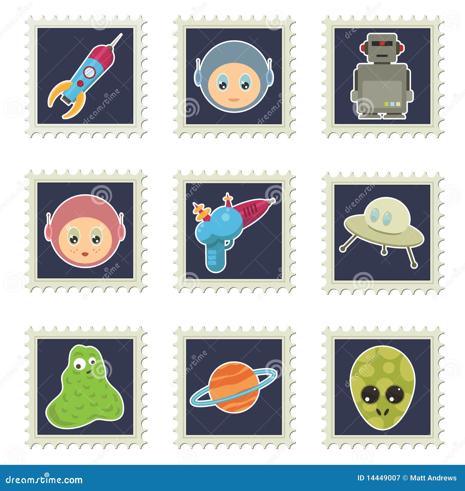 Space stamps stock vector. Illustration of girl, icon - 14449007