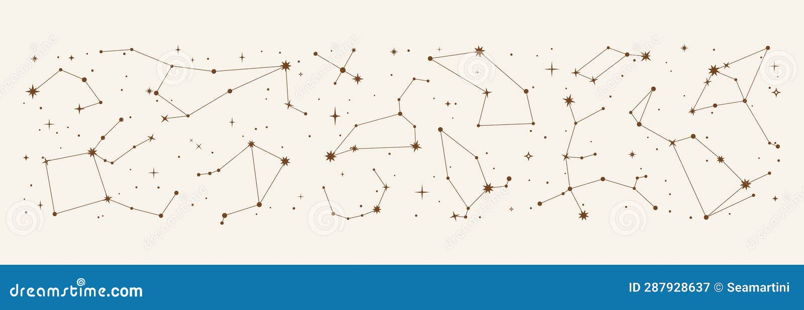 Space Star Constellation Border, Galaxy Sky Map Stock Vector ...