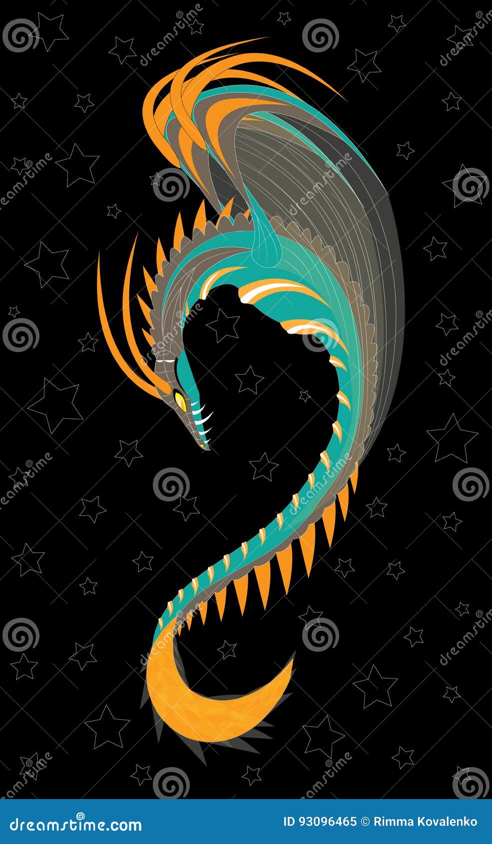 Space star winged snake stock vector. Illustration of thorns - 93096465