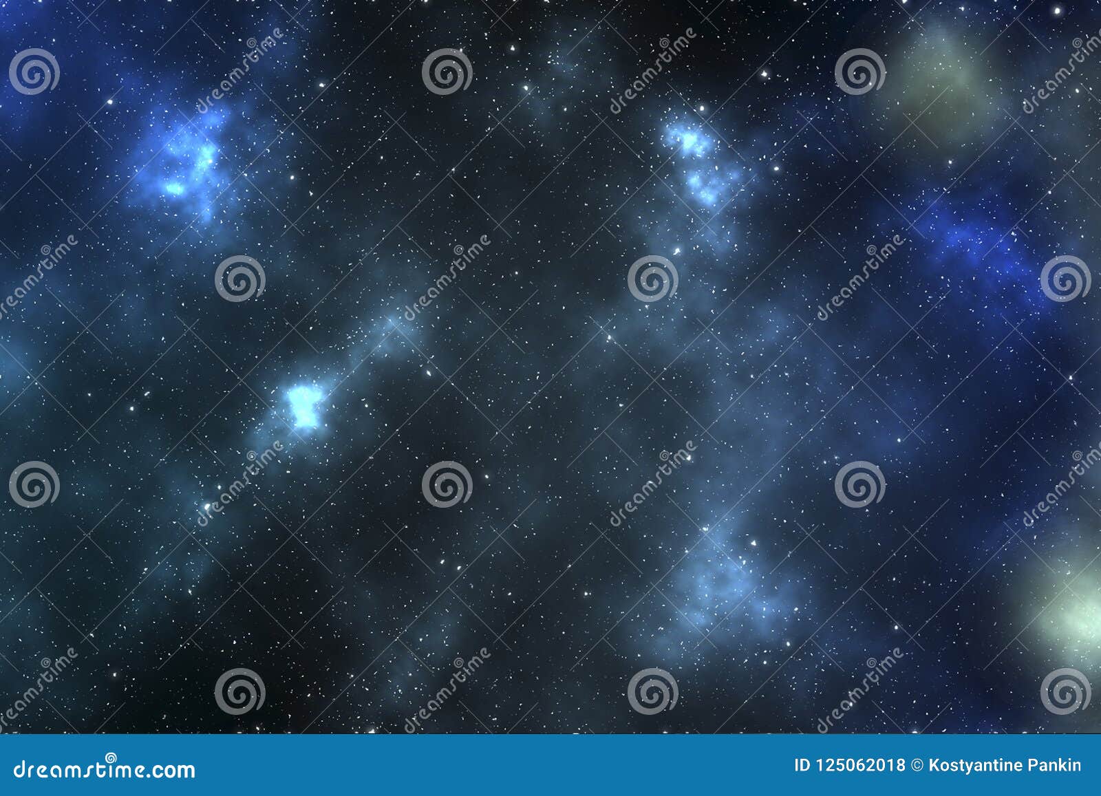Space with Light Blue Nebula Stock Illustration - Illustration of dark ...