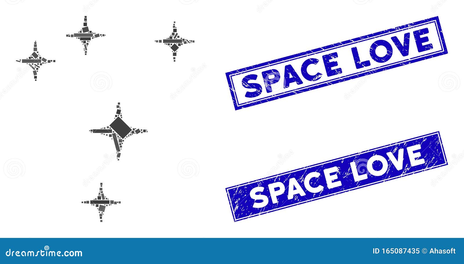 Space Stars Mosaic and Grunge Rectangle Space Love Watermarks Stock ...