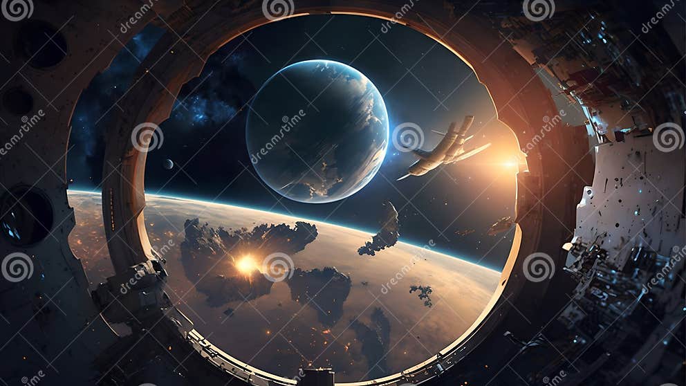 Space, Stars, Planets in Realism Stock Illustration - Illustration of ...