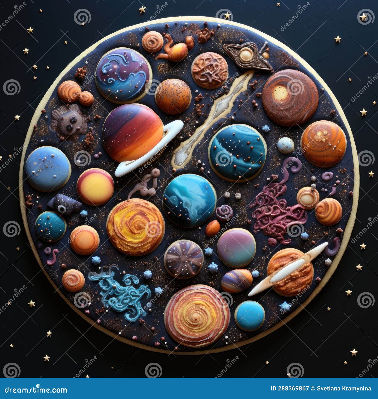 Space Stars Universe Icing Cookies Stock Illustration - Illustration of ...