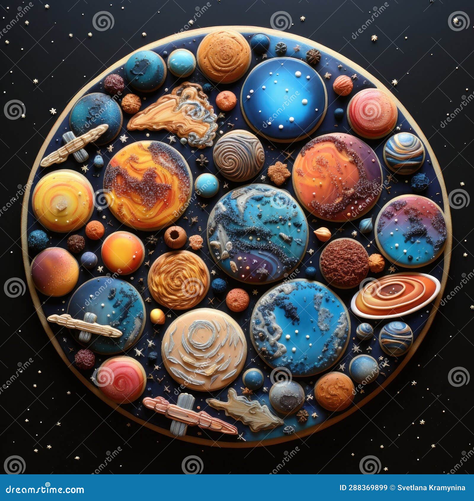 Space Stars Universe Icing Cookies Stock Illustration - Illustration of ...