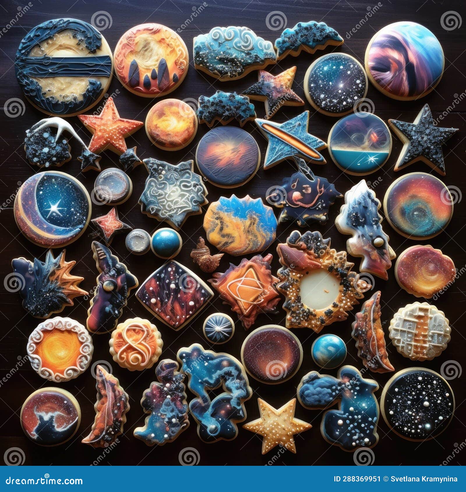 Space Stars Universe Icing Cookies Stock Illustration - Illustration of ...