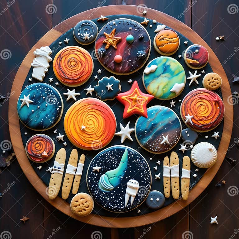 Space Stars Universe Icing Cookies Stock Illustration - Illustration of ...