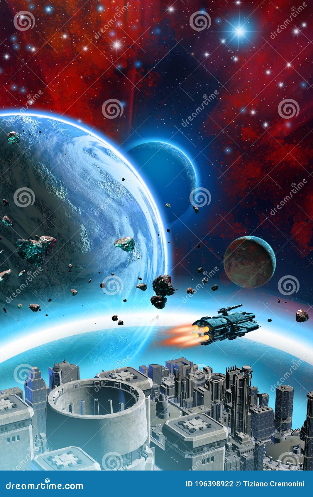 Space Station on Alien Planetary System, 3d Illustration Stock ...
