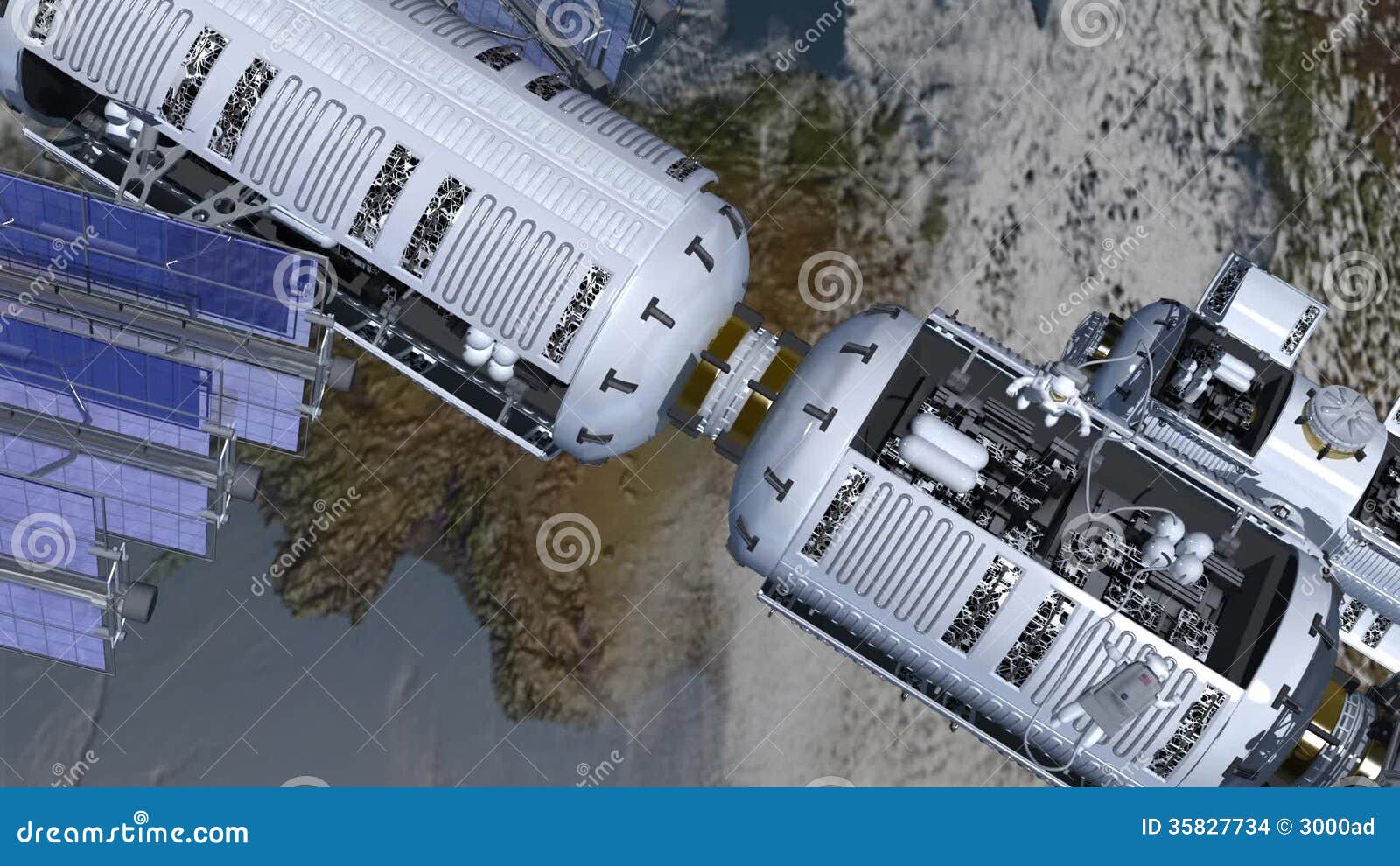 Space Station and Astronauts Spacewalking Stock Footage - Video of ...