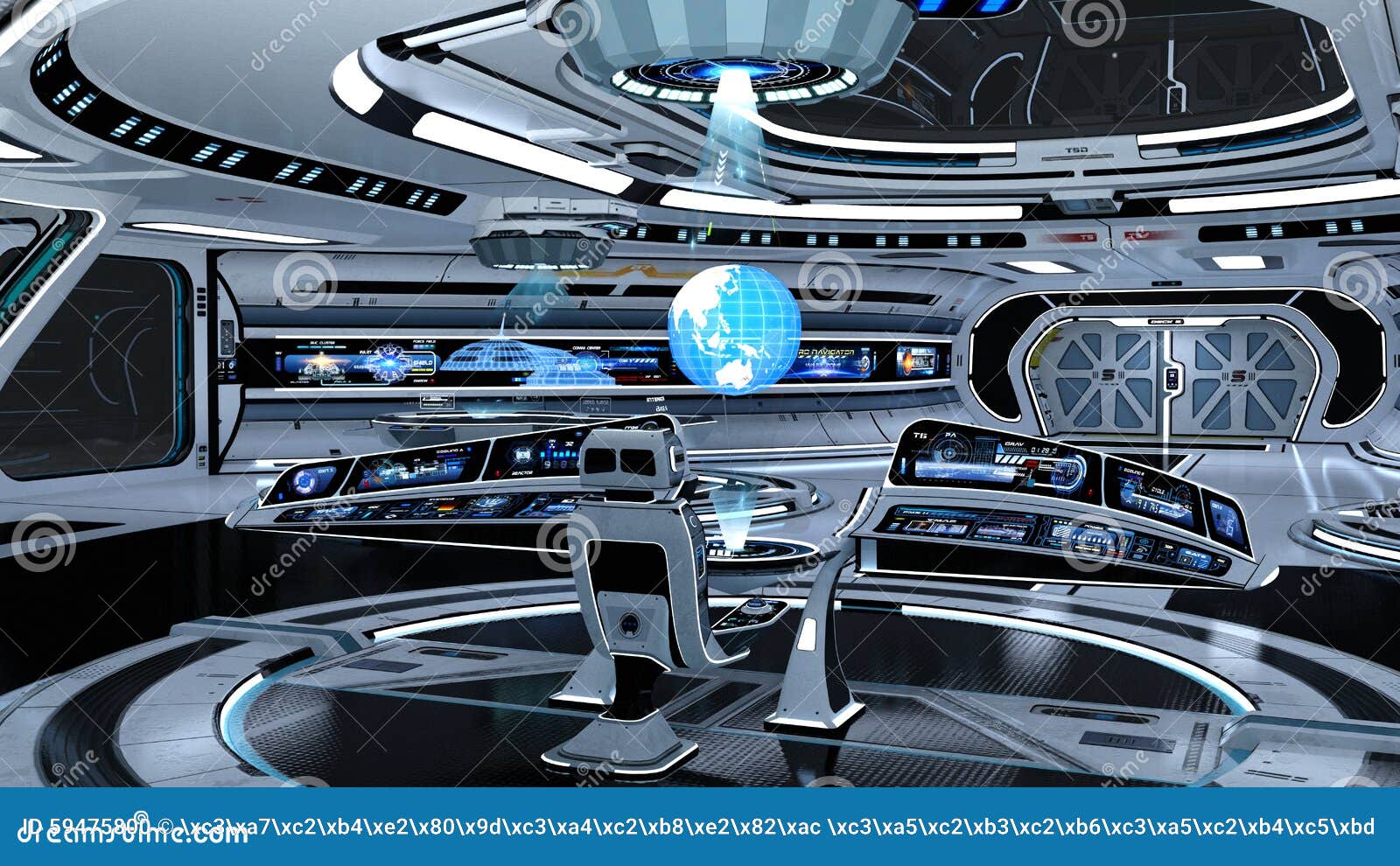 Space station control room stock illustration. Illustration of high ...