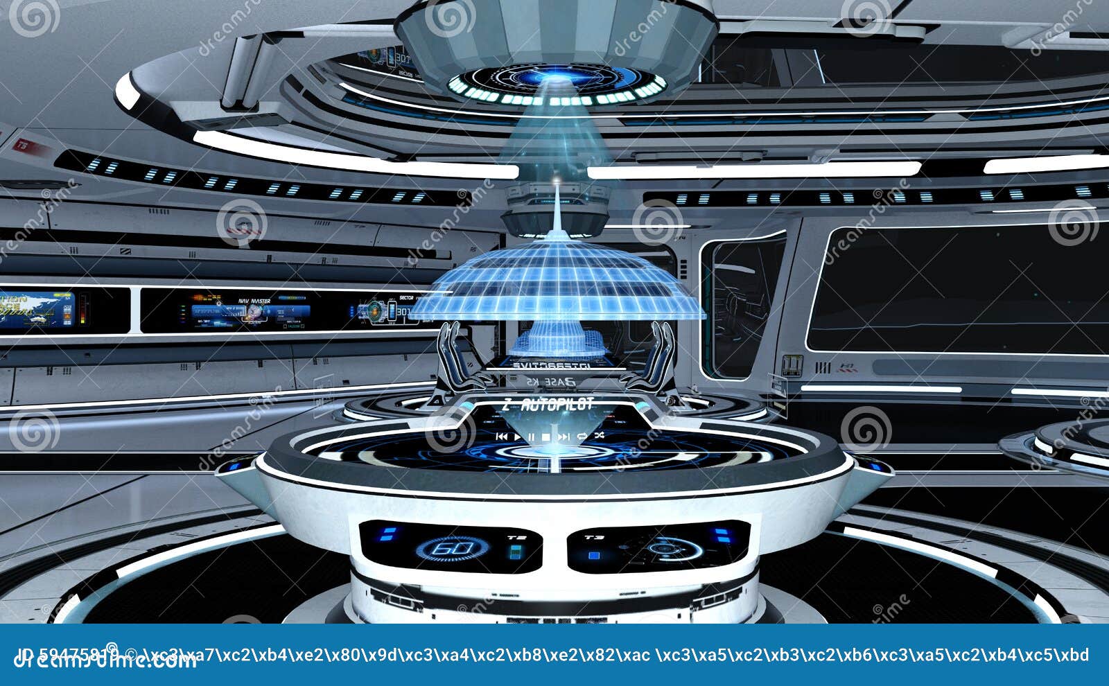 Space station control room stock illustration. Illustration of room ...