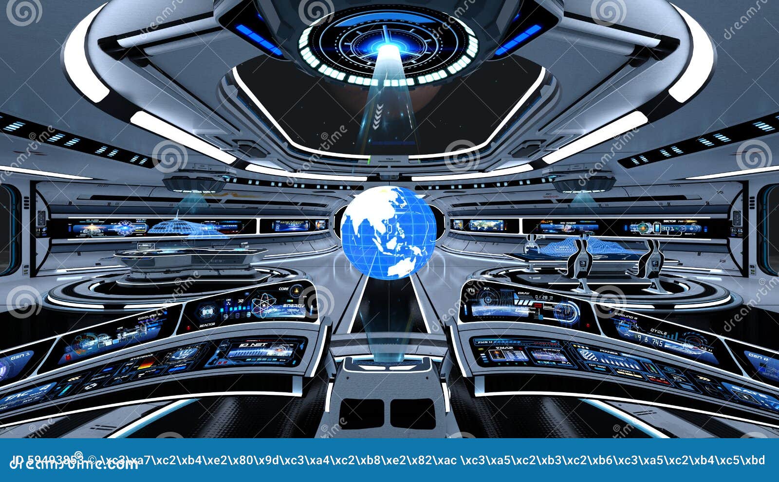 Space station control room stock illustration. Illustration of future ...