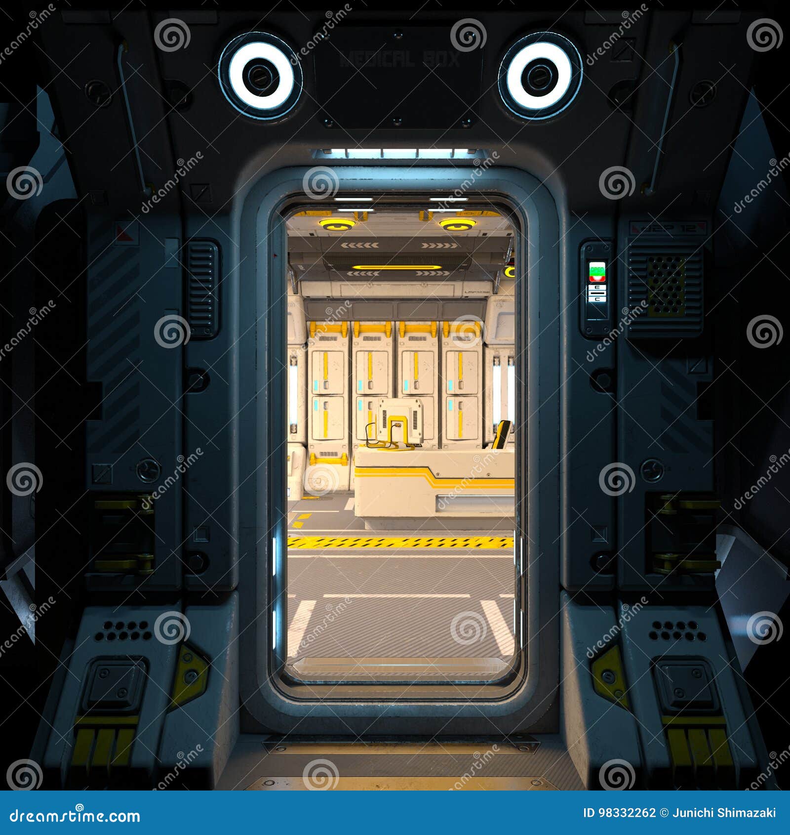 Space station door stock photo. Image of bodies, planet - 98332262