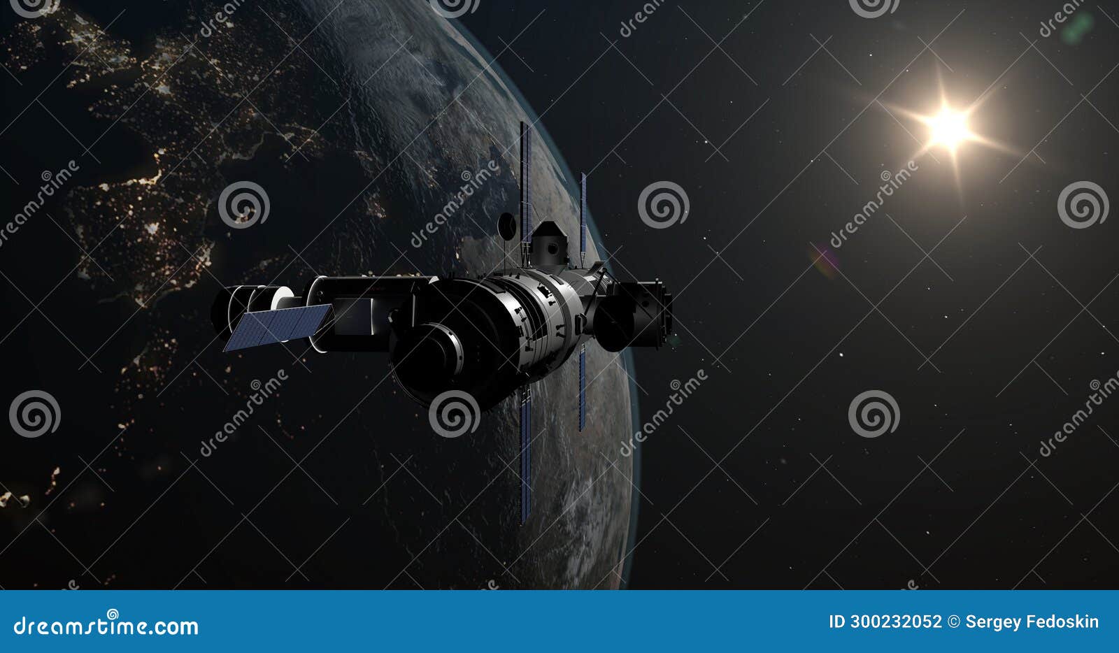Space Station in Earth Orbit Stock Photo - Image of space, orbit: 300232052