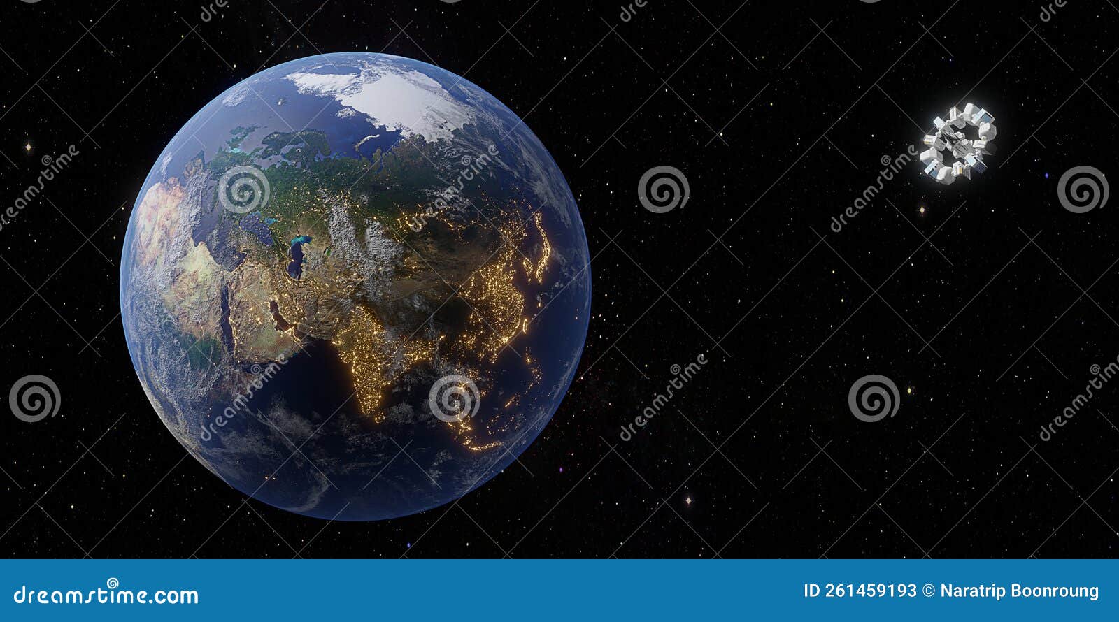 Space Station Floating in Earth Orbit 3d Illustration Stock ...