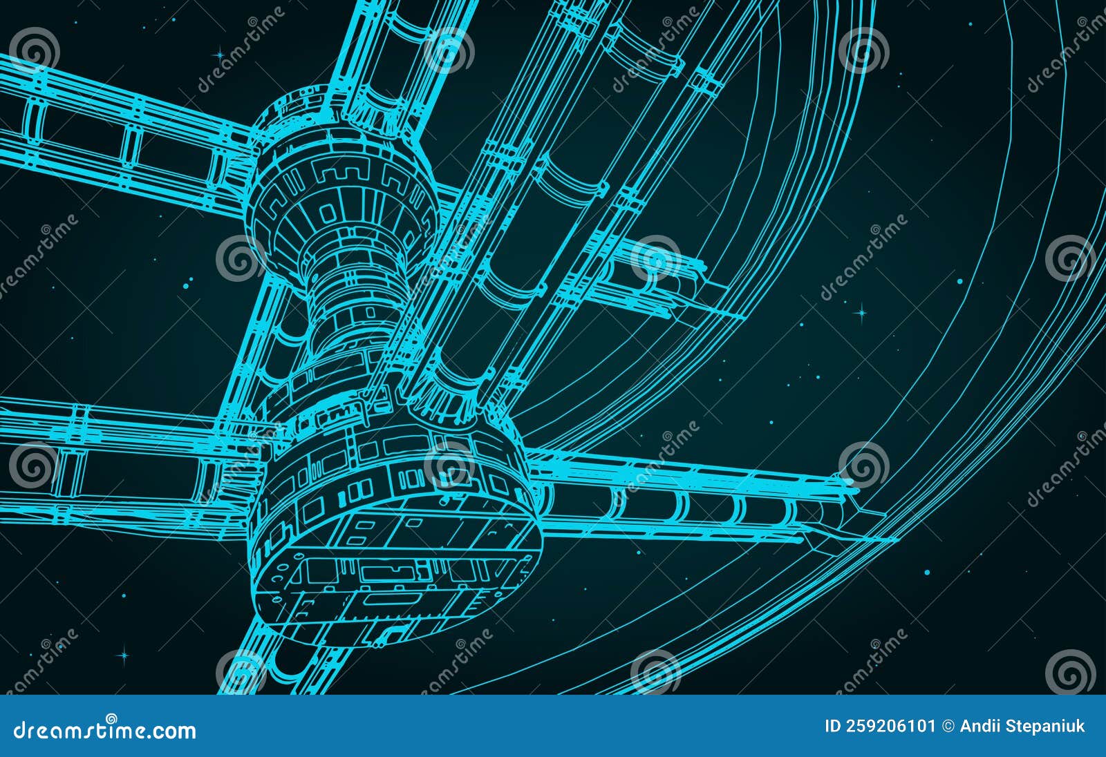 Space station illustration stock vector. Illustration of flight - 259206101