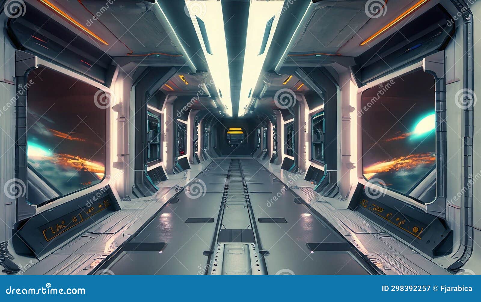 Space station interior stock illustration. Illustration of hall - 298392257