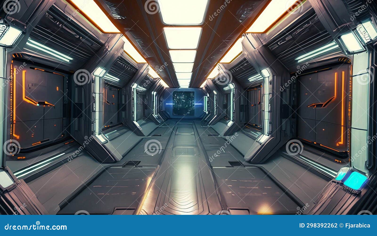 Space station interior stock illustration. Illustration of lighting ...