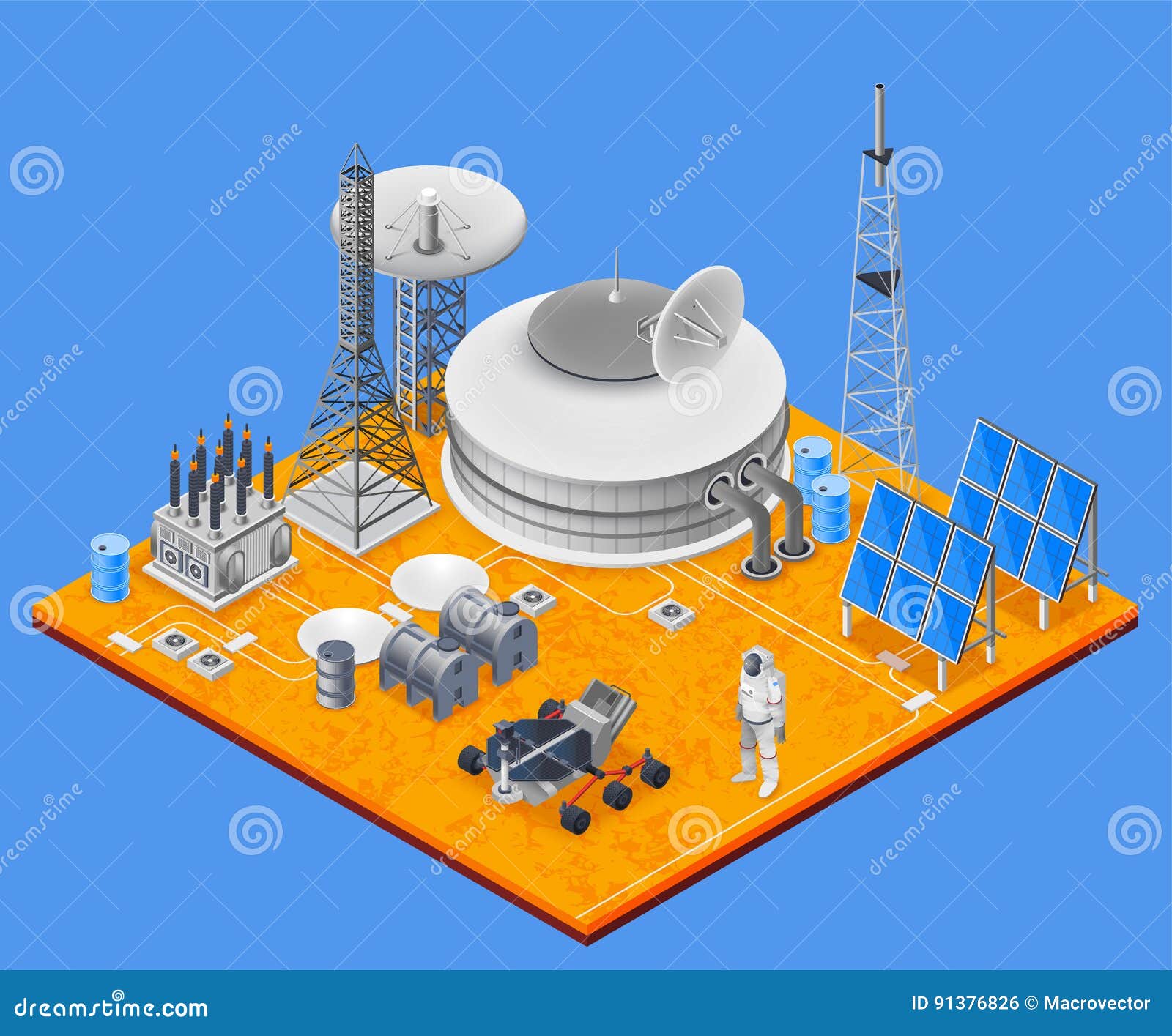 Space Station Isometric Concept Stock Vector - Illustration of icons ...