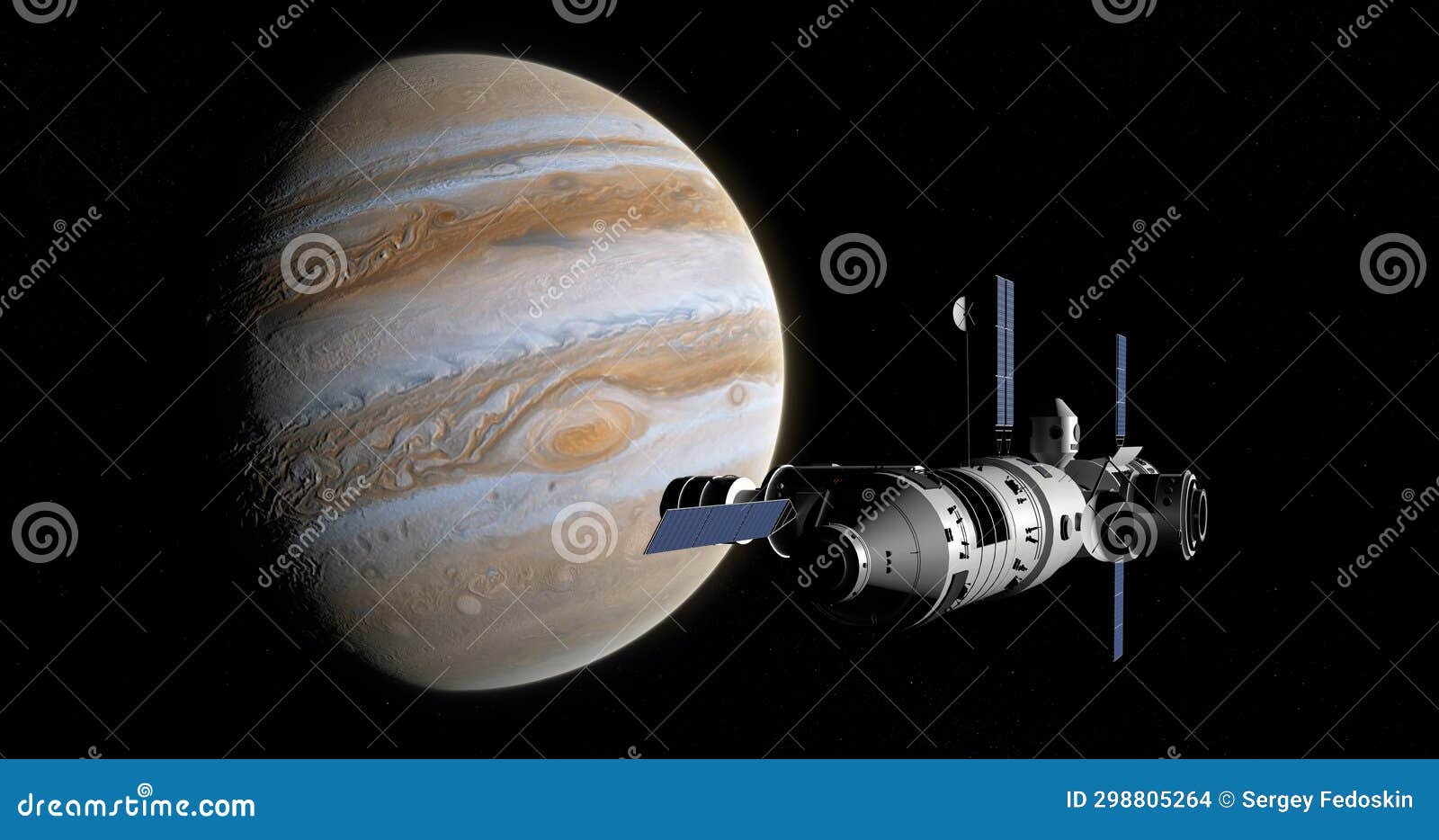 Space Station in Jupiter S Orbit Stock Photo - Image of digital, solar ...