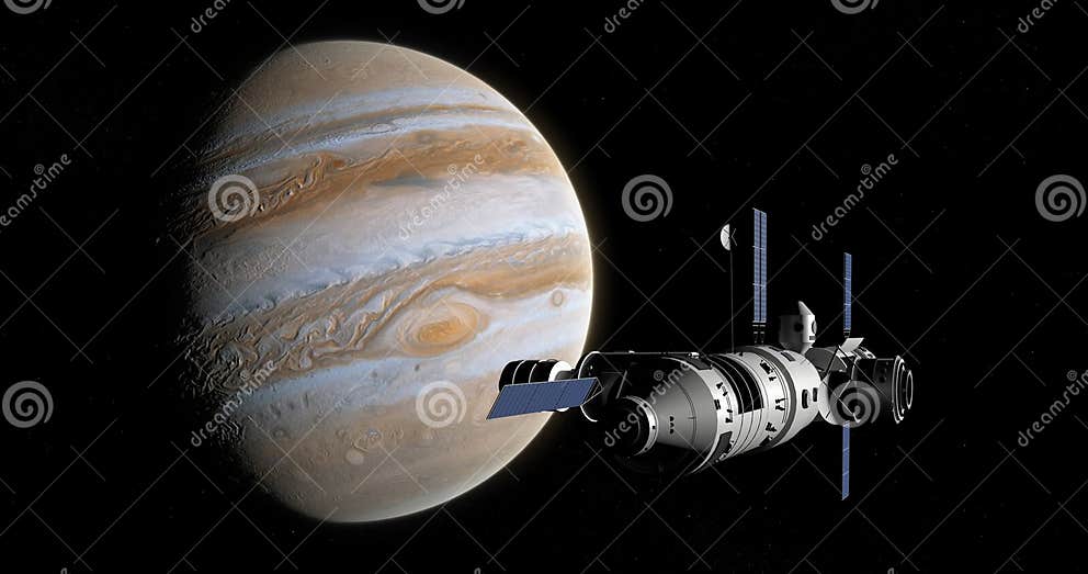 Space Station in Jupiter S Orbit Stock Photo - Image of digital, solar ...