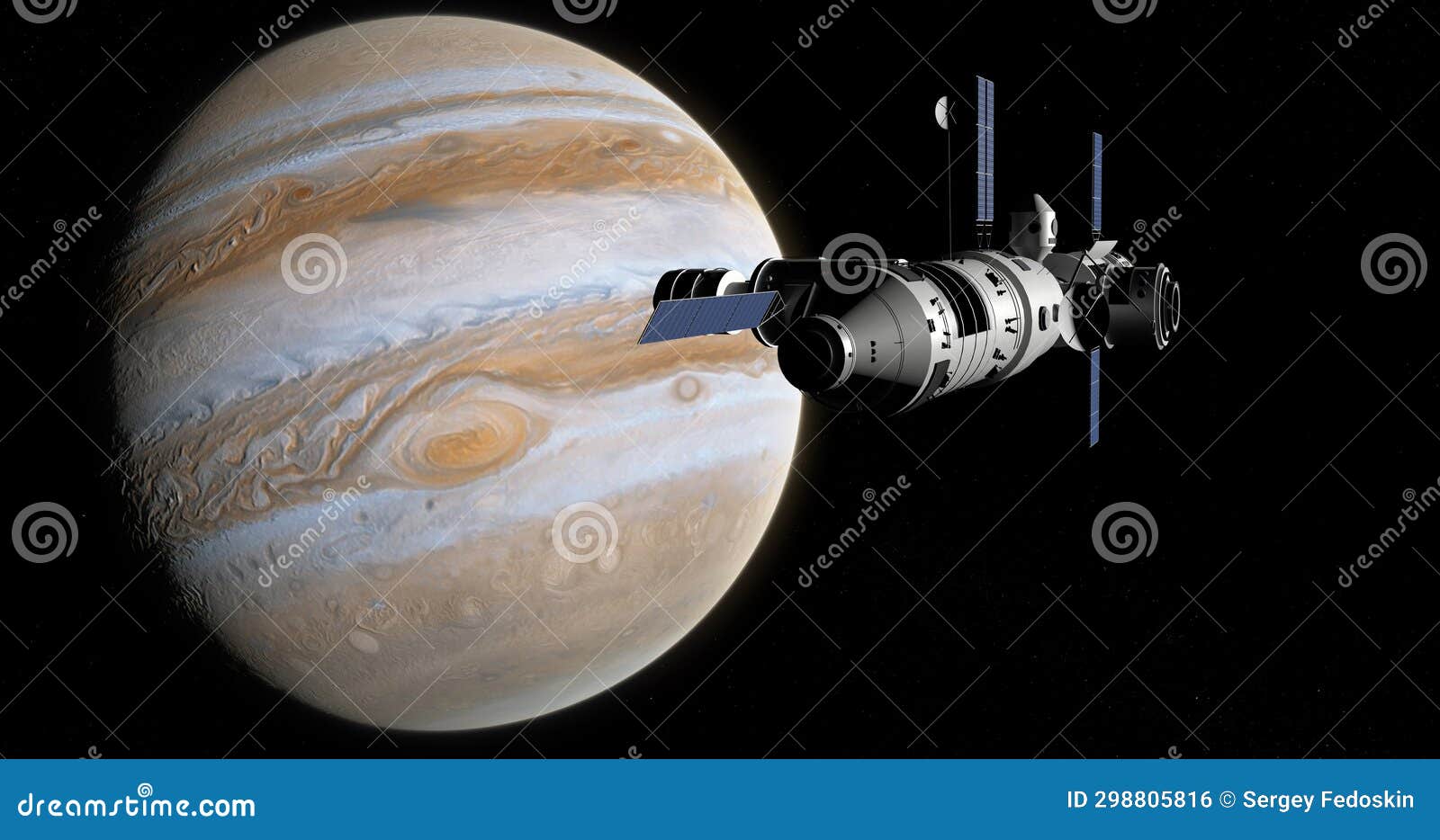 Space Station in Jupiter S Orbit Stock Illustration - Illustration of ...