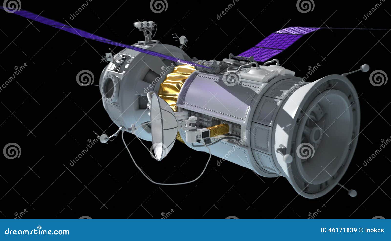 Space Station at Low the Earth Orbit. Spaceship Have Satellite Antenna ...